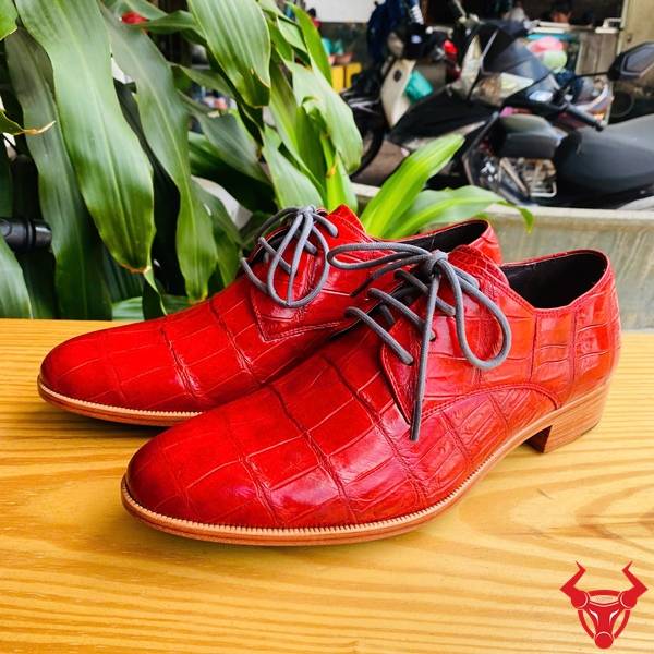 Giày Tây Có Dây Đóng Thủ Công Da Bụng Cá Sấu GAA8 | GiayDaCaSau.vn